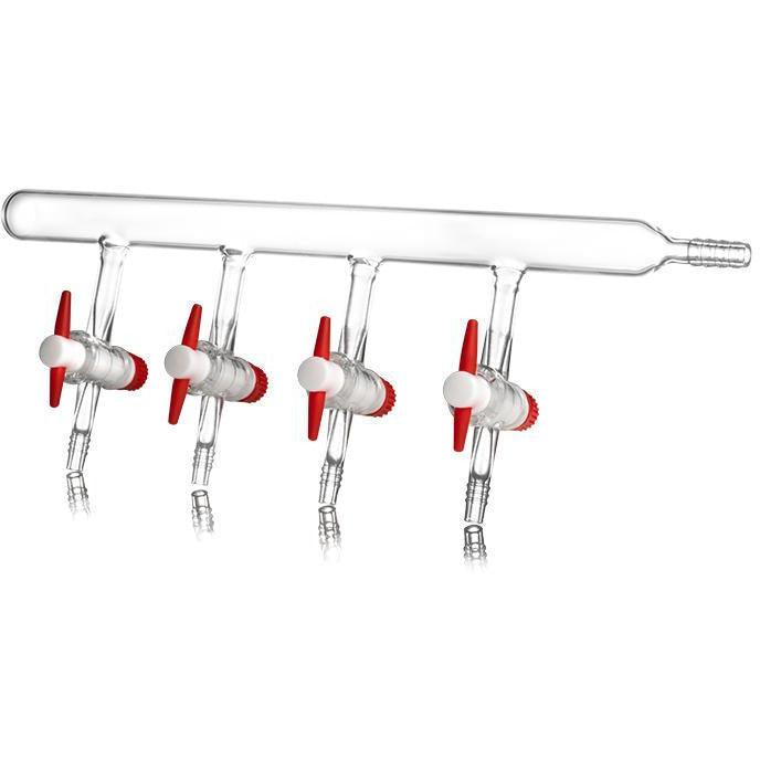4 Port Glass Vacuum Manifold with PTFE Stopcocks – High Desert Scientific